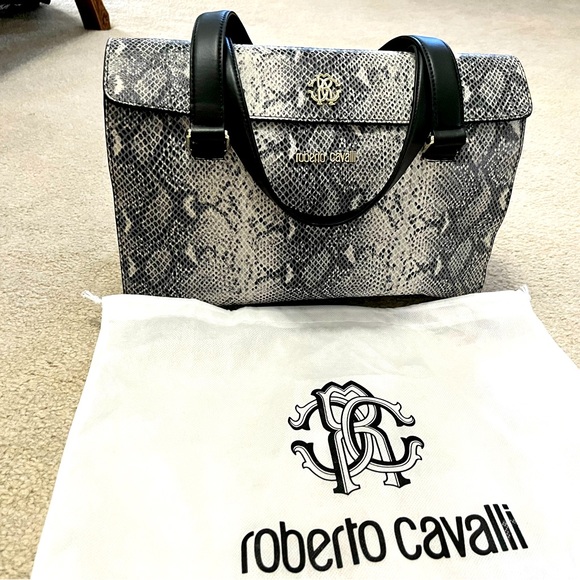 Roberto Cavalli | Bags | Roberto Cavalli Snakeskin Imprinted Leather ...